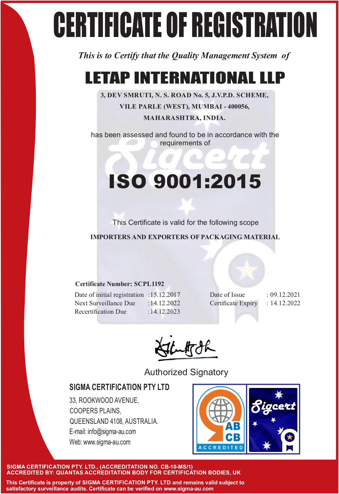 Quality Standards – Letap International